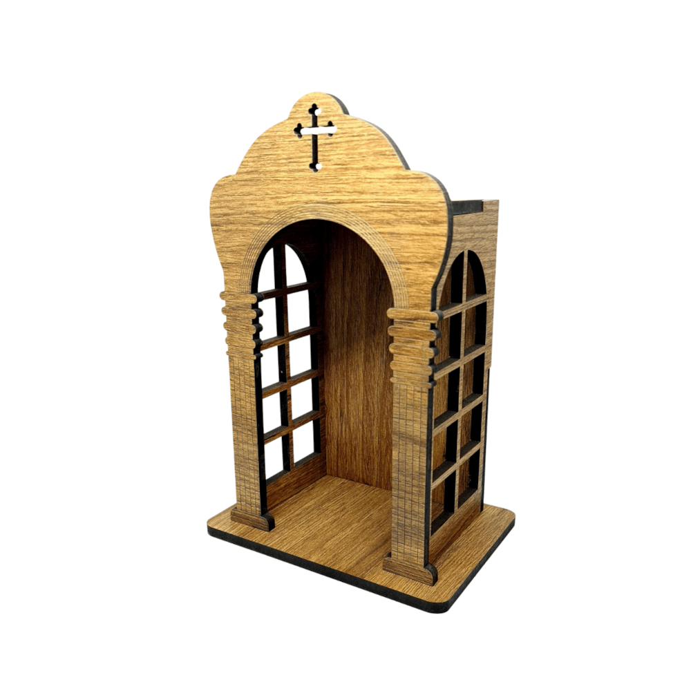 Capelinha MDF Amadeirado para imagens de 15 cm - Artcruz