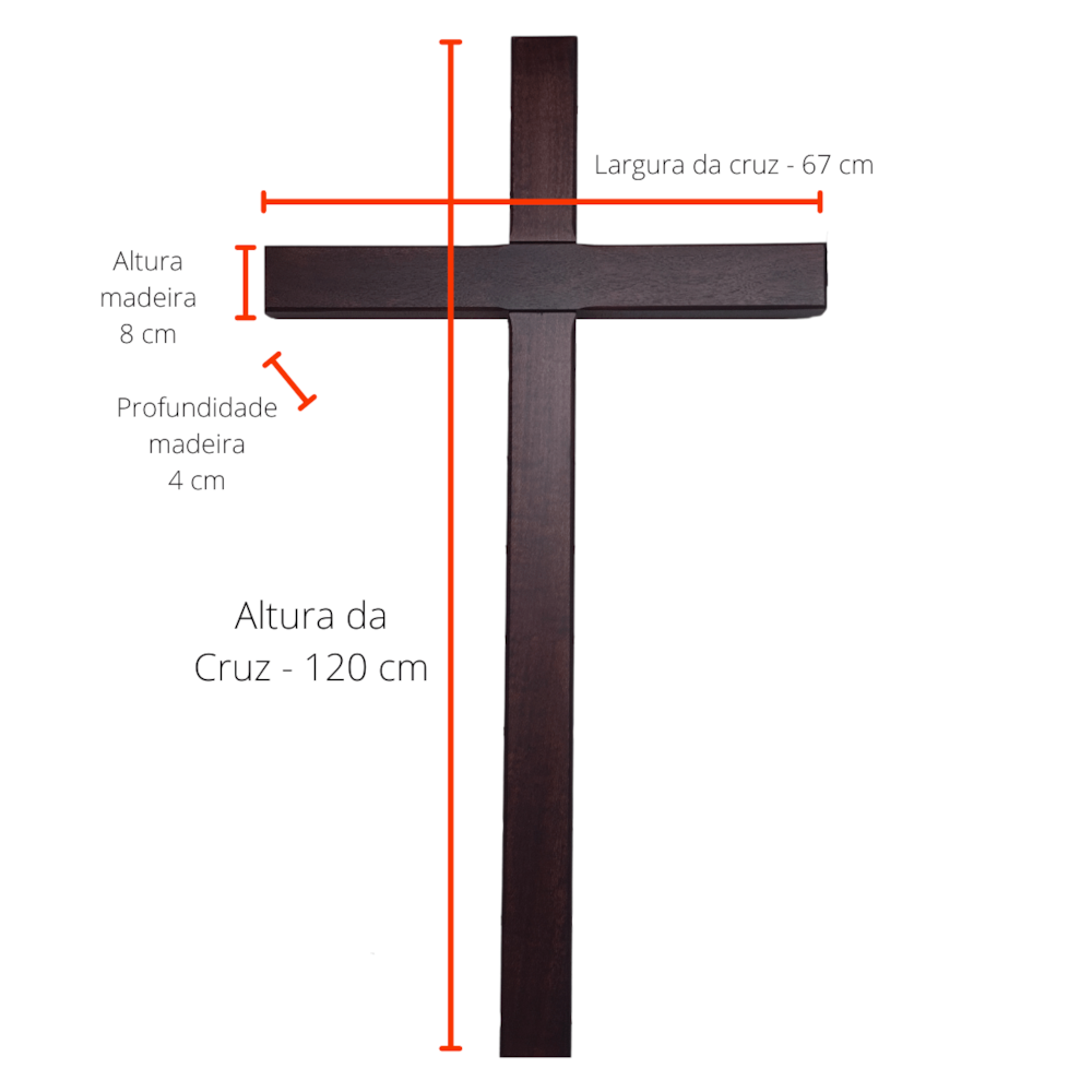 Cruz de parede grande em madeira natural - Artcruz